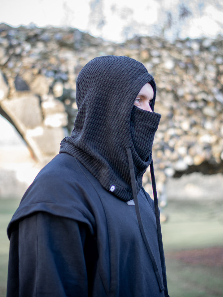 Athos Chunky Knit Balaclava Snood in Black - Rags by Jak