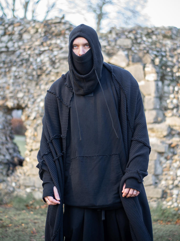 Athos Chunky Knit Balaclava Snood in Black - Rags by Jak