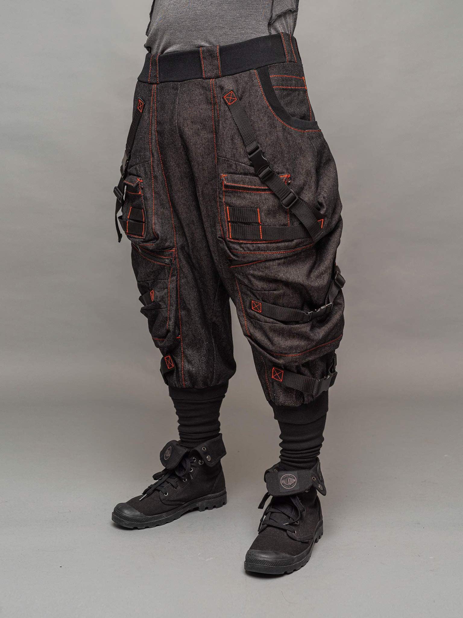 Kraken Men's Designer Cargo Pants, 10 Pockets, Black Denim – Rags by Jak