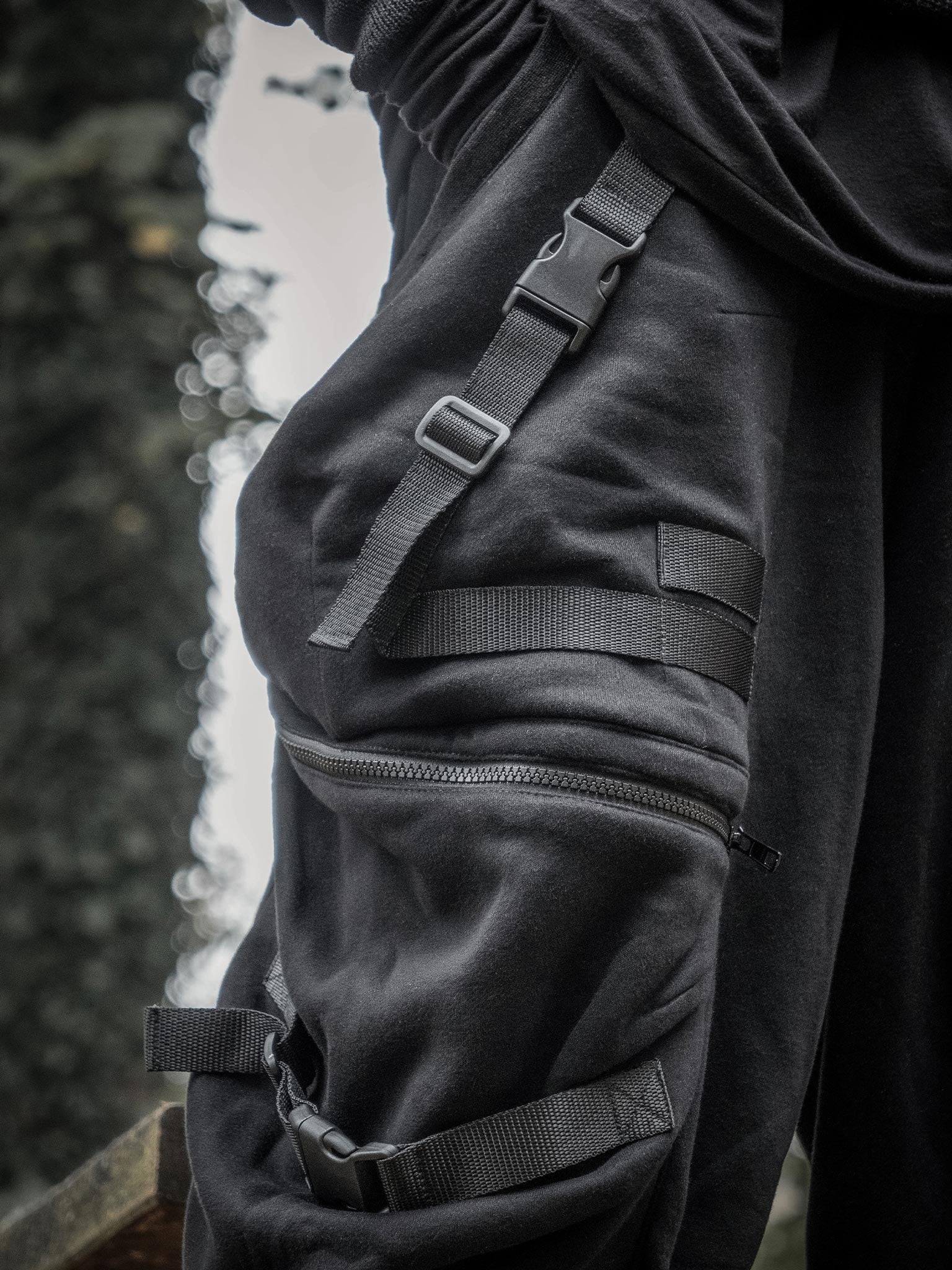 Zye Men's Utility Cargo Joggers with Straps and Buckles Black – Rags by Jak